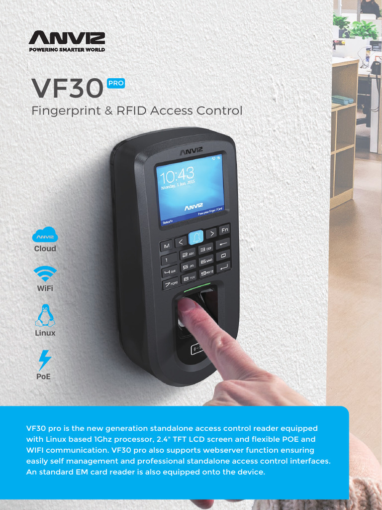 Anviz VF30Pro Flyer en 08.08.2019 | PDF | Access Control | Cloud Computing
