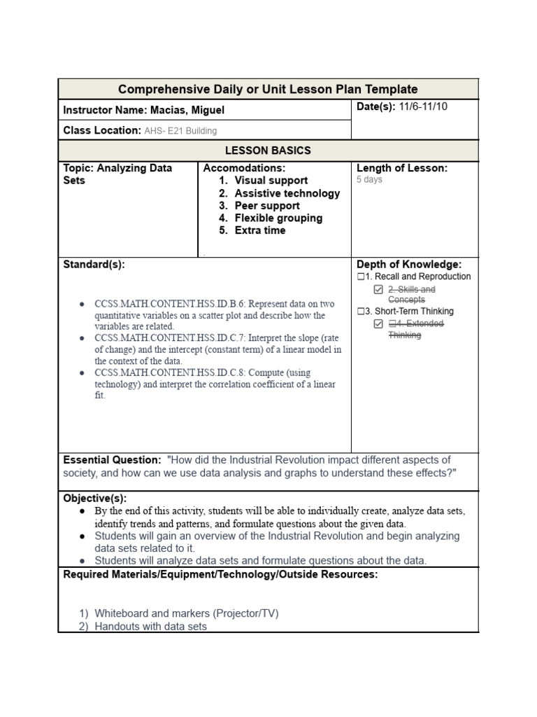 Udl Lesson Unit 1 | PDF | Data | Data Analysis