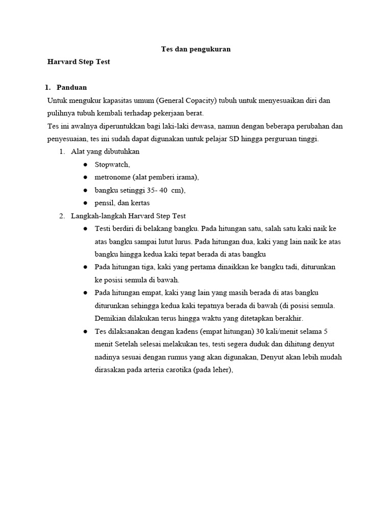 Panduan Tes Harvard Step Test | PDF
