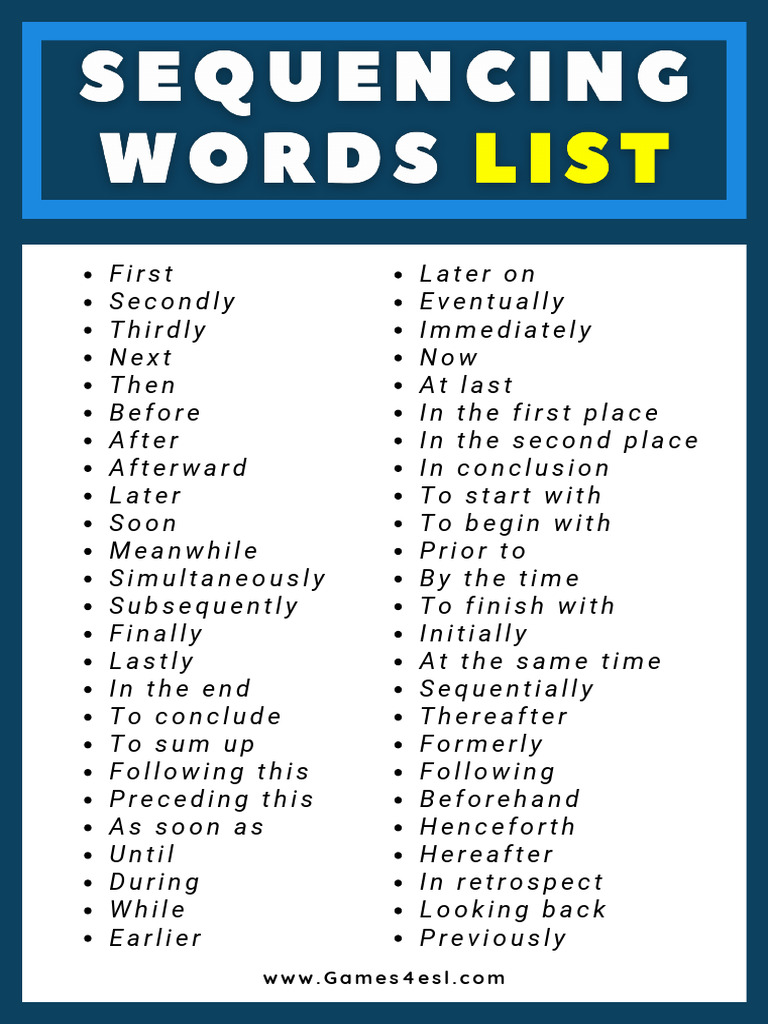 Sequencing Words List PDF | PDF