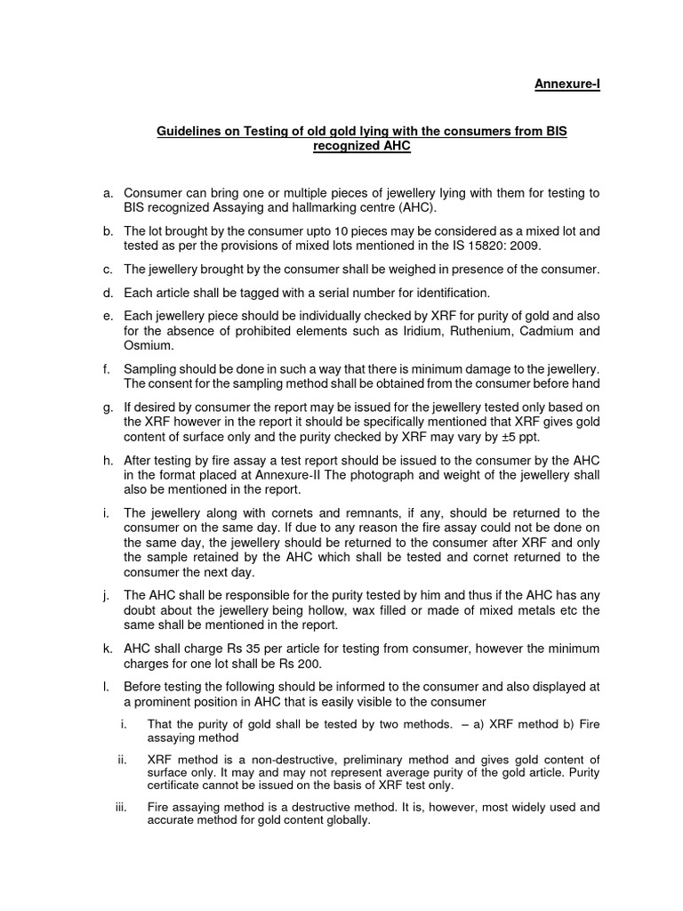 Guidelines for Gold Testing Reports | PDF