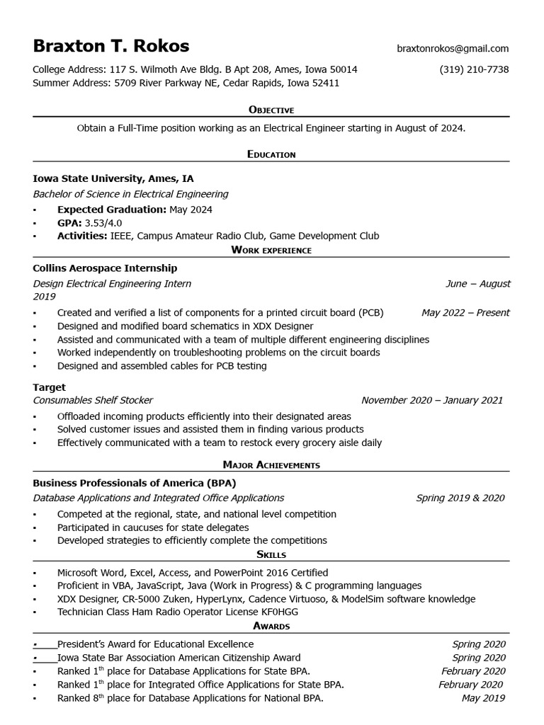 Resume Fall 2023 | PDF | Software Engineering | Engineering