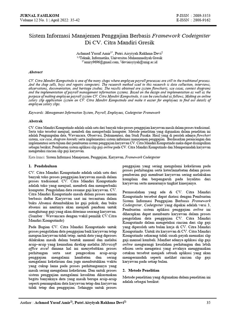 Manajemen Penggajian Berbasis Framework Codeigniter | PDF