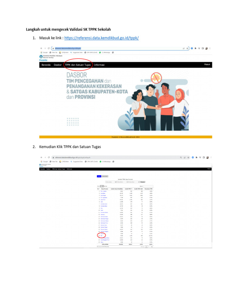 Langkah Mengecek Validasi TPPK Di Masing-Masing Satdik | PDF