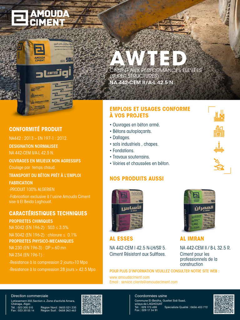 Ciment Amouda : Performances et Usages | PDF