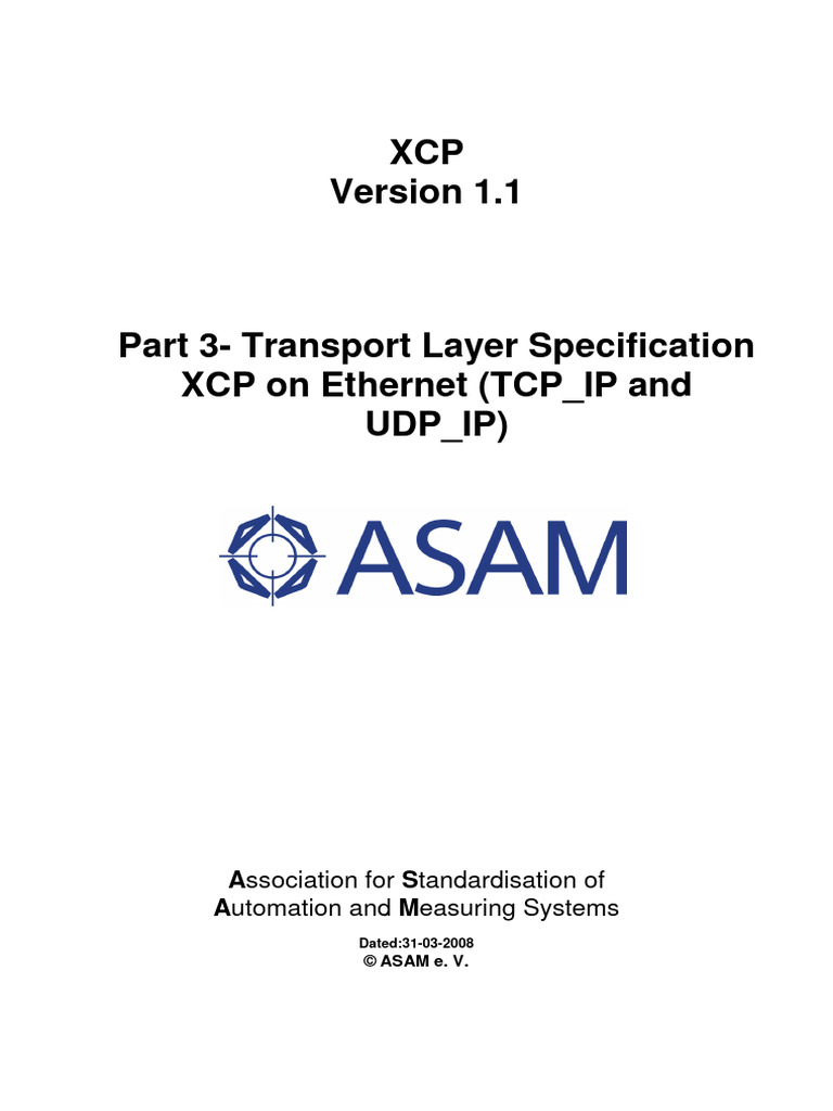 Asam Xcp Part3 Transport Layer Specification Xcponethernet Tcp Ip Pdf Internet Protocol