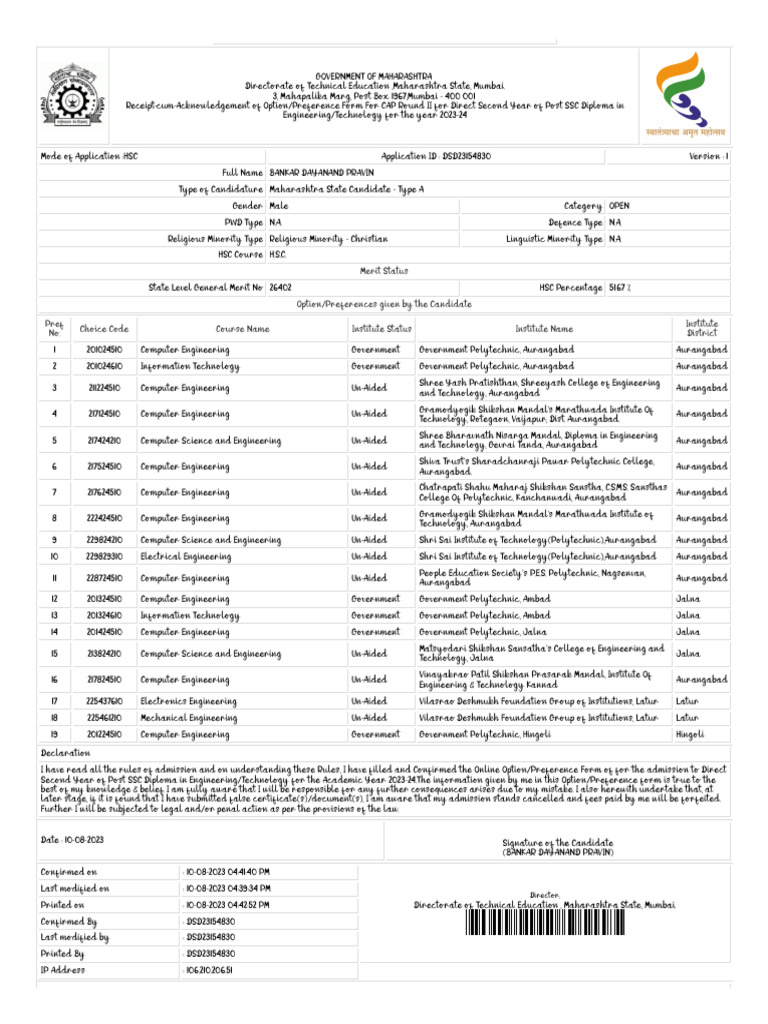 Https Dsd23.dtemaharashtra - Gov.in dsd23 Institute Report - PHP Option ...