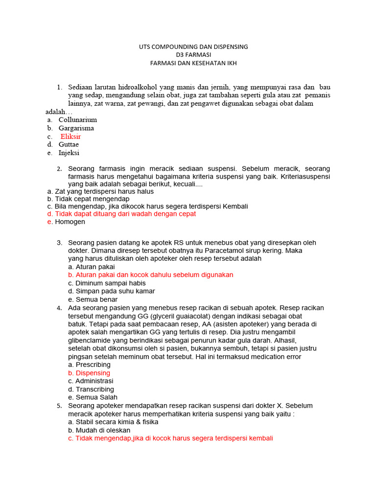 Uts Compounding Dan Dispensing | PDF | Pengembangan Diri