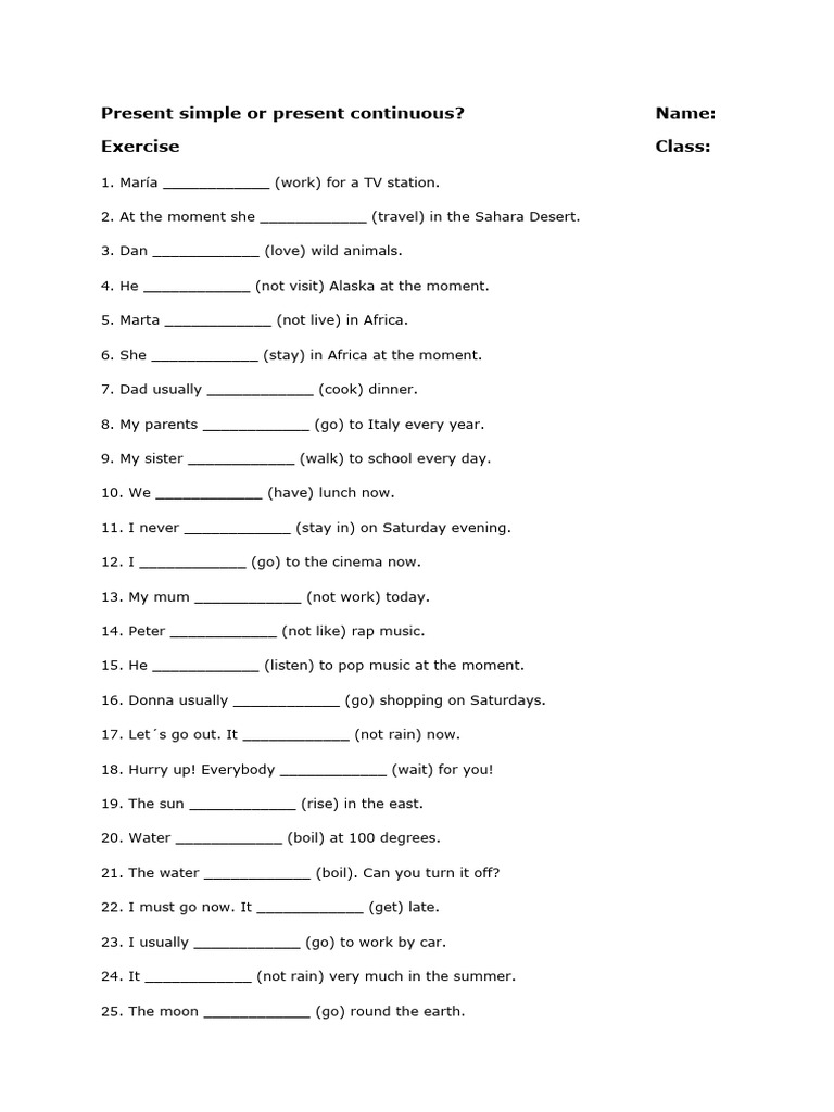 Present Simple or Present Continuous Mixed | PDF