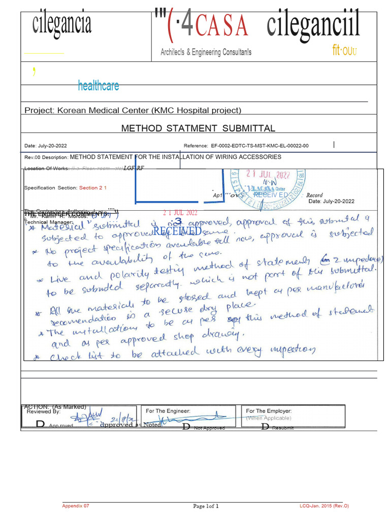 Method Statement for Wiring Installation | PDF | Electrician | Quality ...
