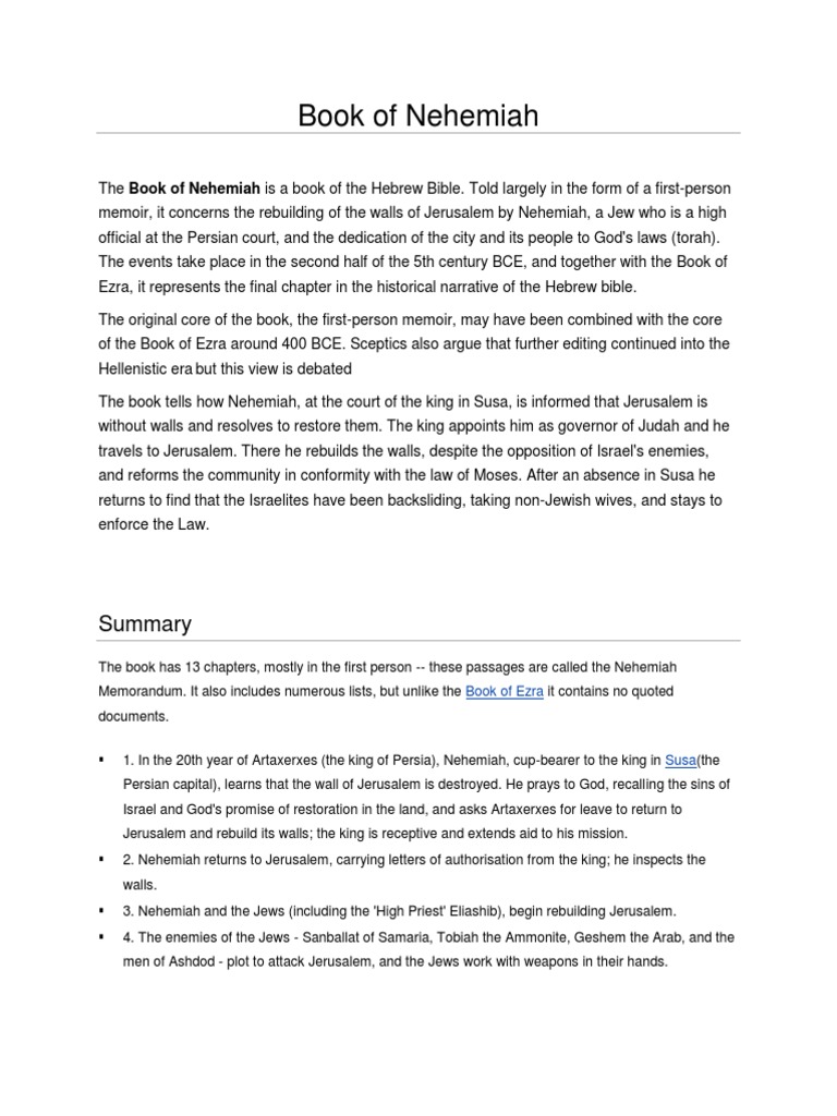 Book of Nehemiah | PDF | Old Testament Books | Ancient Literature