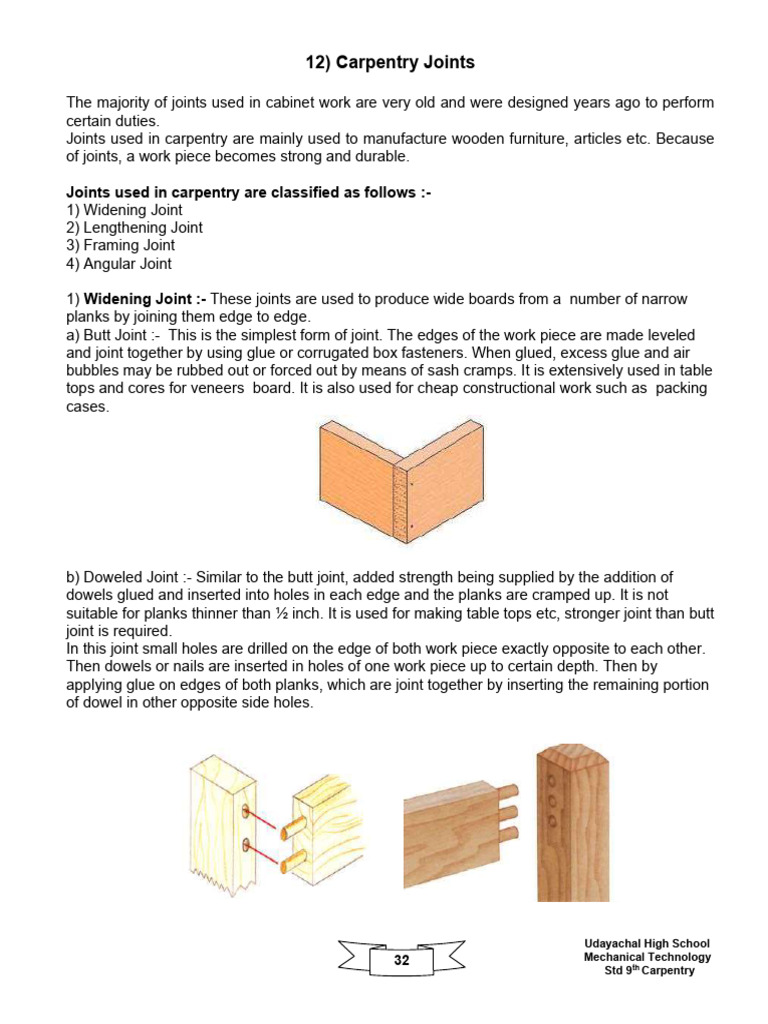2) Carpentry Types of Joints | PDF | Building Materials | Woodworking