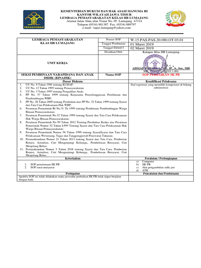 Sop Perbaikan SK PB Fix | PDF