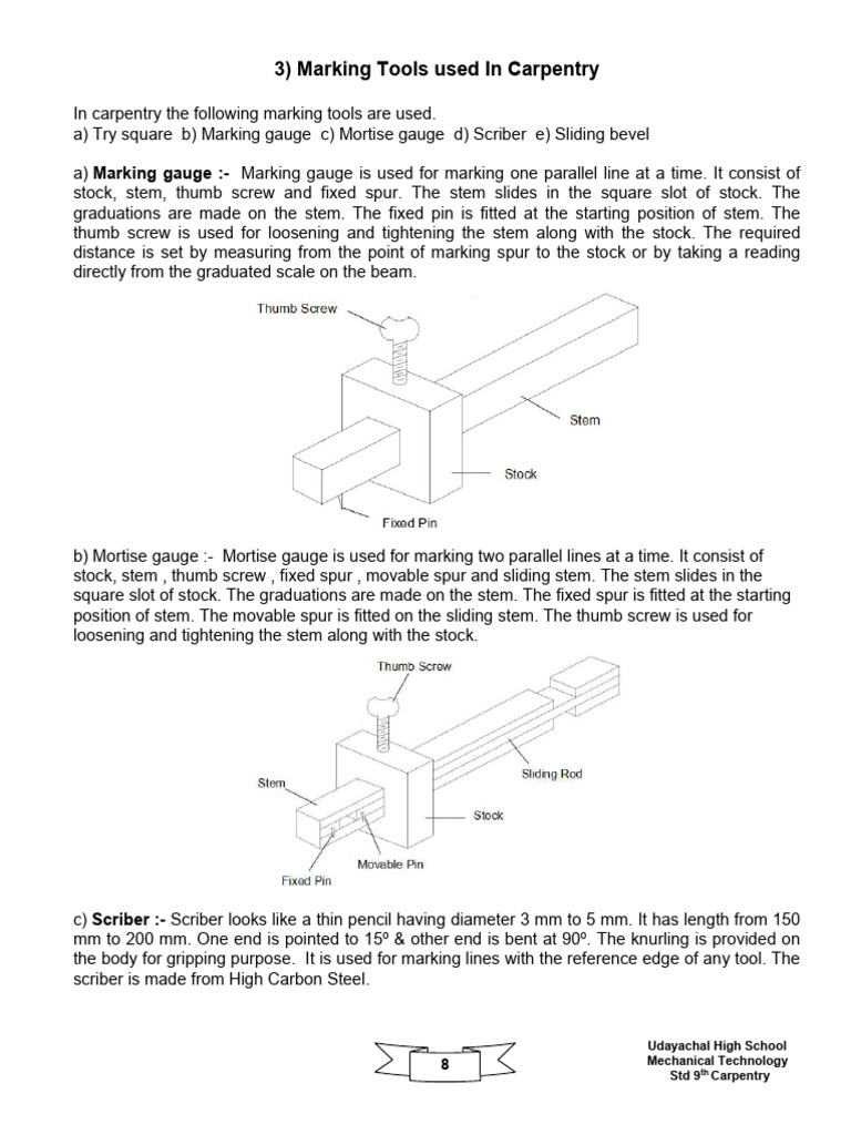 3) Marking Tools Used in Carpentry | PDF