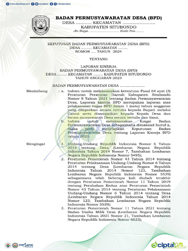 SK - Laporan Kinerja BPD | PDF