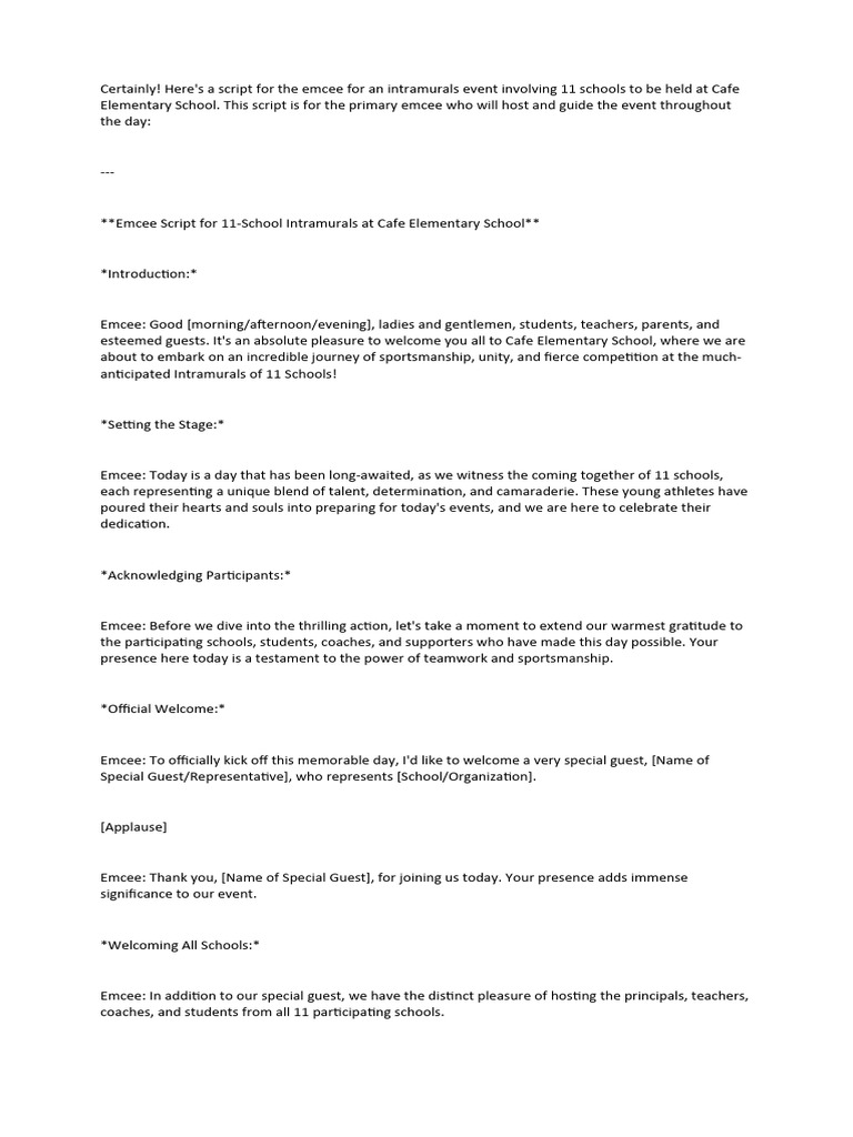 Script For Intrams | PDF