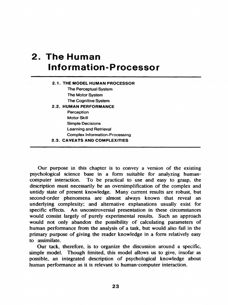 Stuart Card Extract - Human Processor Model | PDF | Memory | Perception
