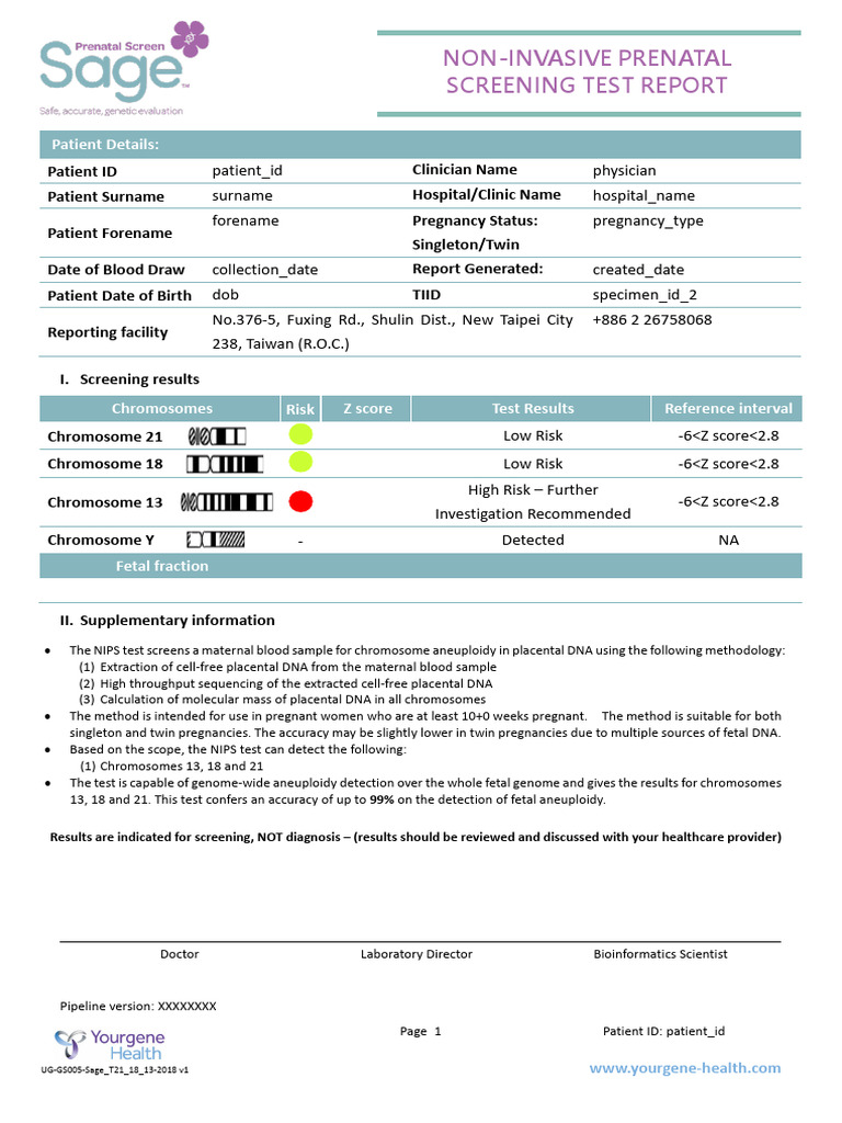 Sage Trisomy Example Screening Report | PDF | Public Health | Maternal ...
