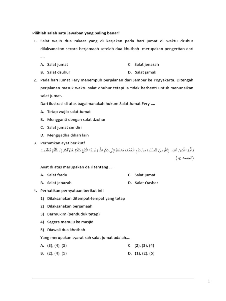 Soal Pat Fiqih Vii Genap 2021 | PDF