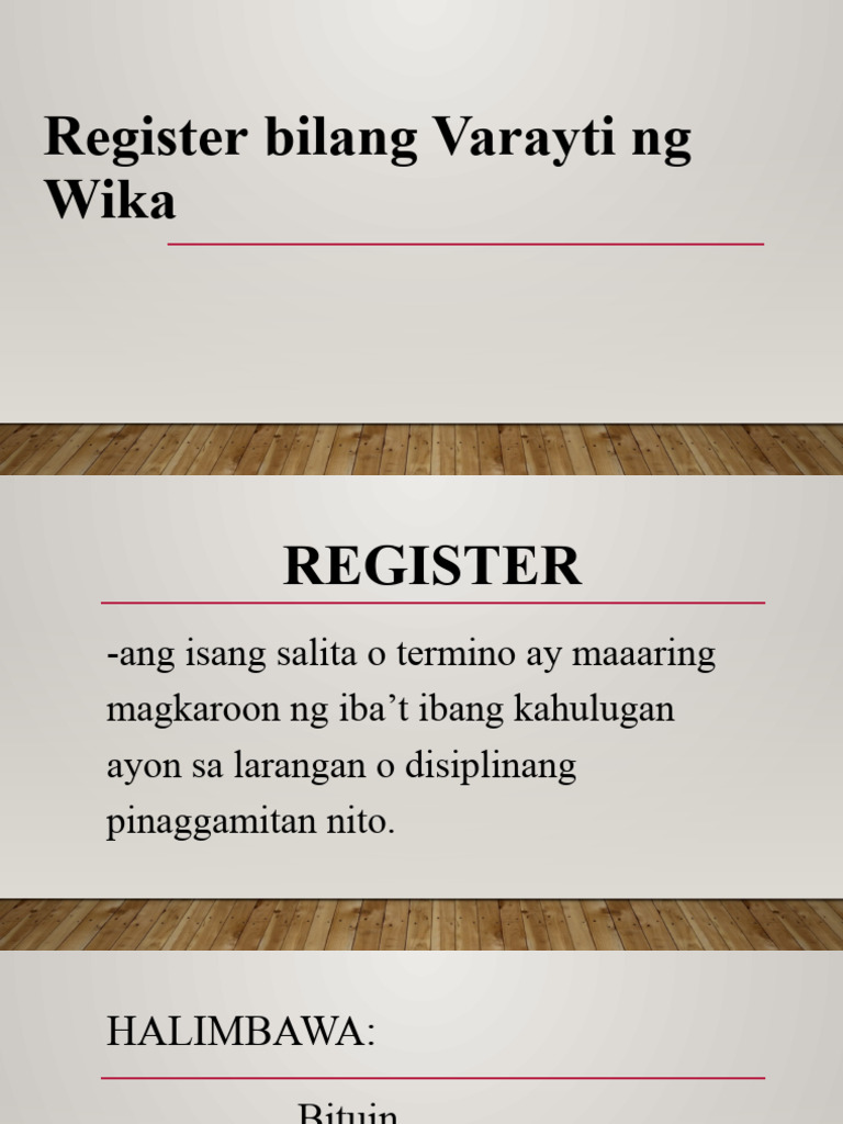Register Bilang Varayti NG Wika KPKP | PDF