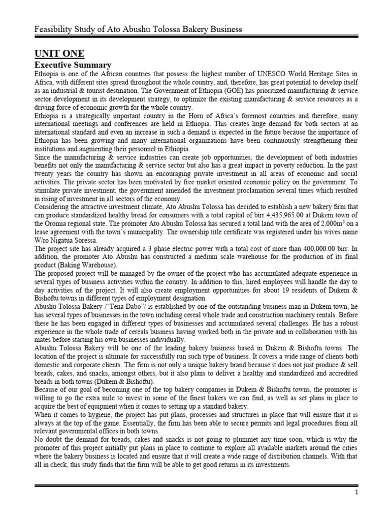 Feasibility Study: Ato Abushu Bakery | PDF | Ethiopia | Taxes