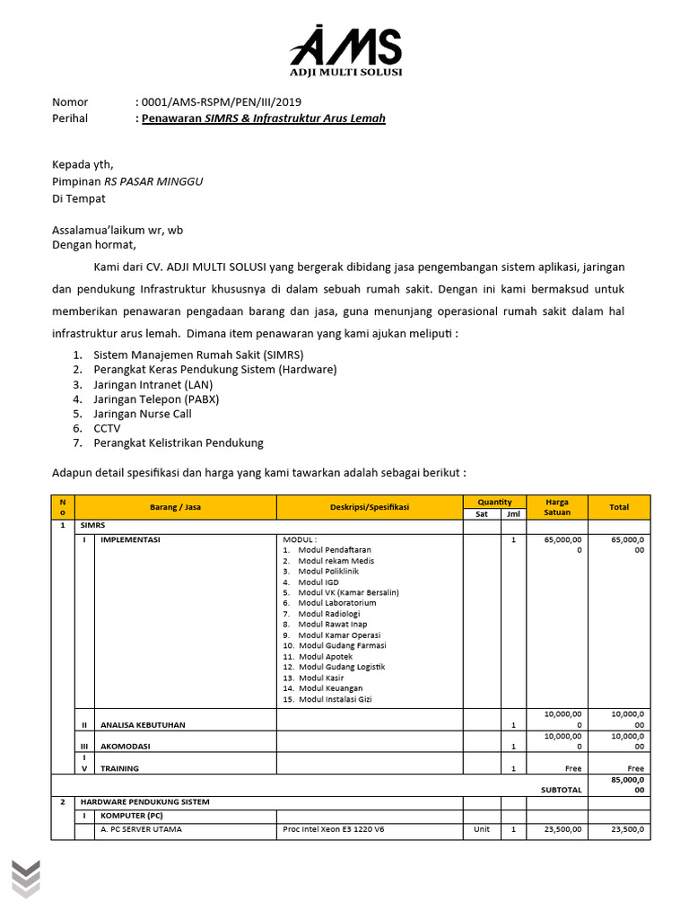 Penawaran Infrastruktur RS Pasar Minggu | PDF