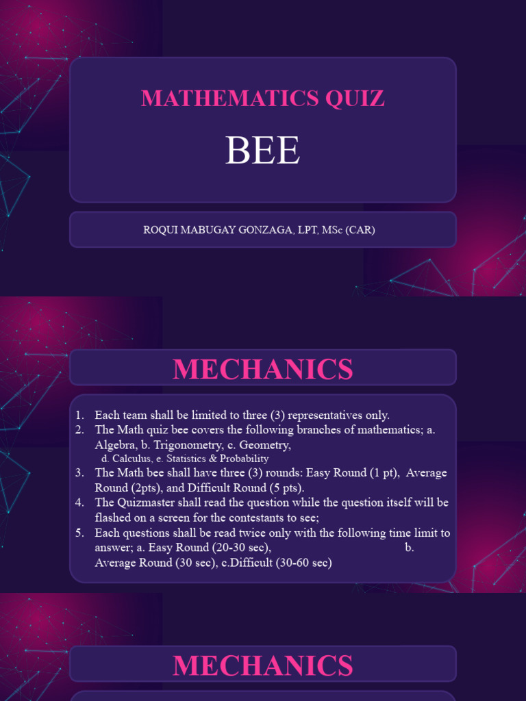 Math Quiz Bee (Average Round) | PDF | Mathematics | Triangle