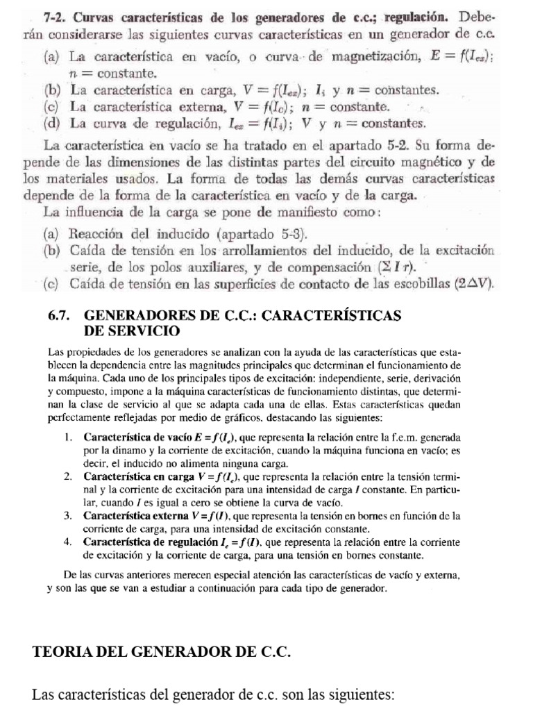 Carácteristicas y Operación de Generadores de c.c. | PDF | Generador ...