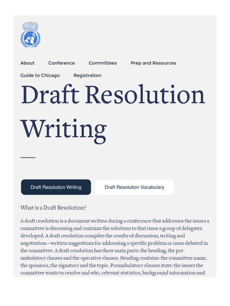 Draft Resolution Writing Guide | PDF