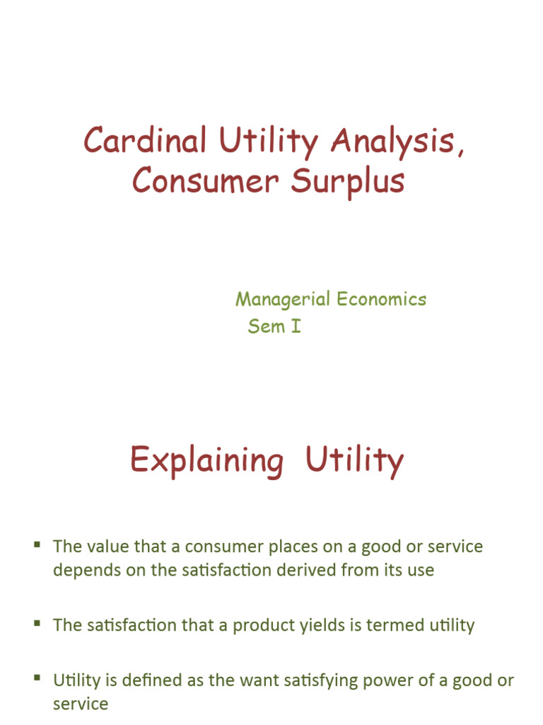 Cardinal Utility Consumer Surplus And Producer Surplus Pdf Utility