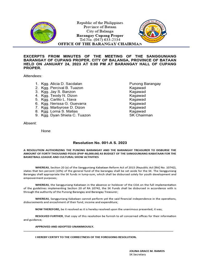 SK Fund Disbursement for Activities | PDF | Government | Philippines