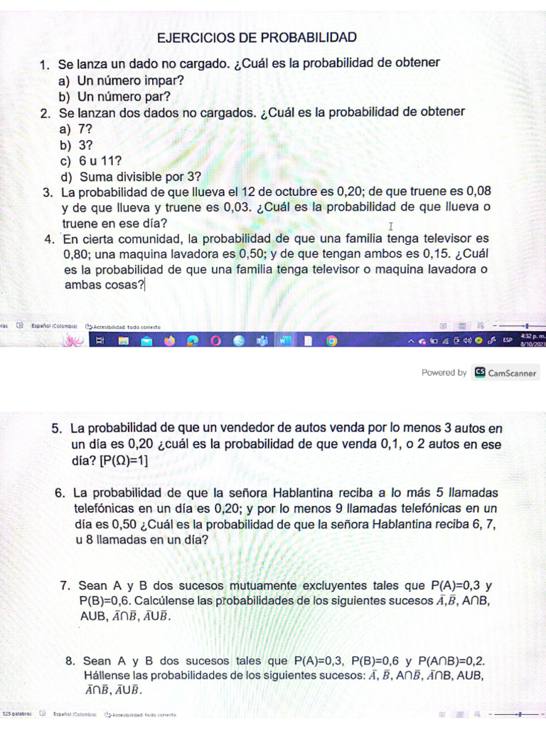 Taller de Probabilidad Clasica | PDF