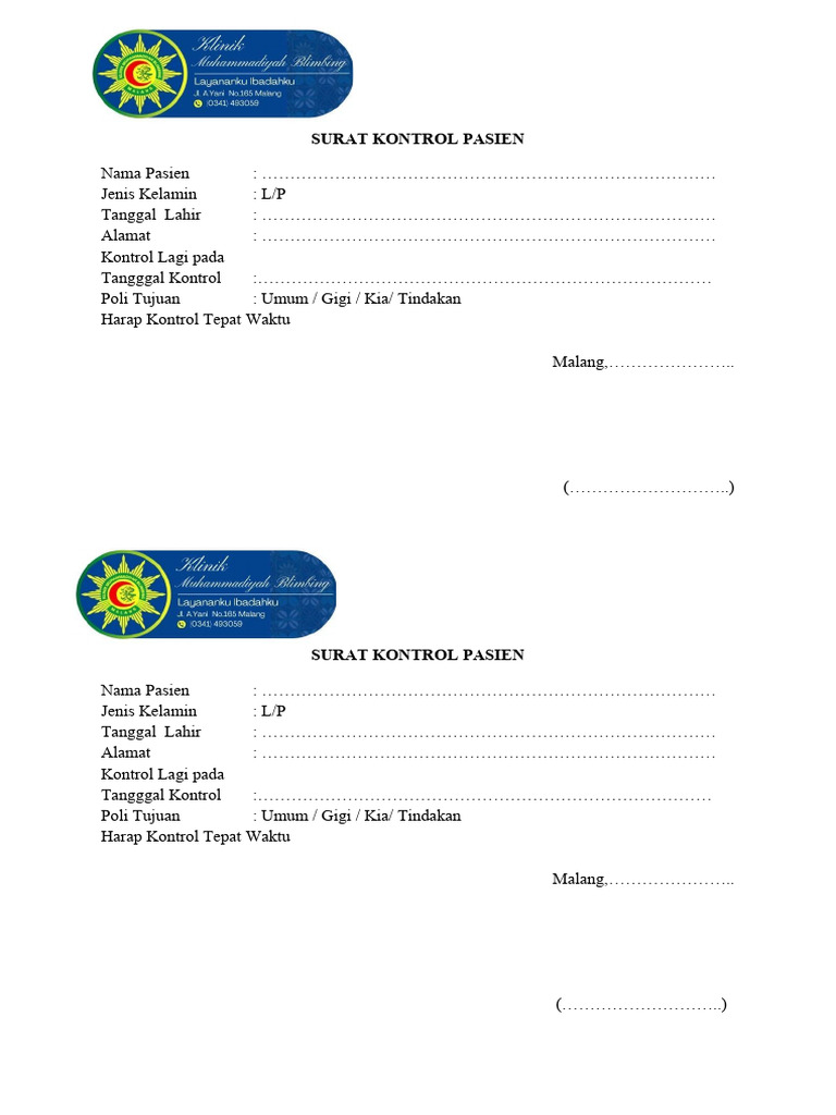 SURAT KONTROL PASIEN | PDF