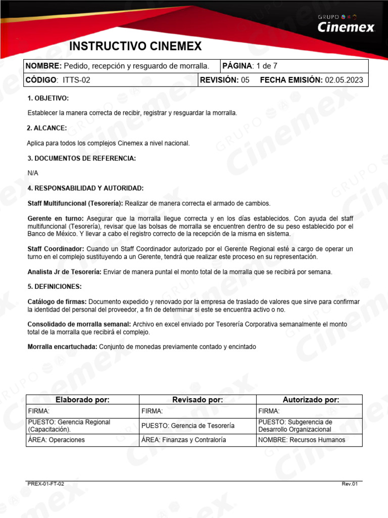 Guía para Gestión de Morralla Cinemex | PDF