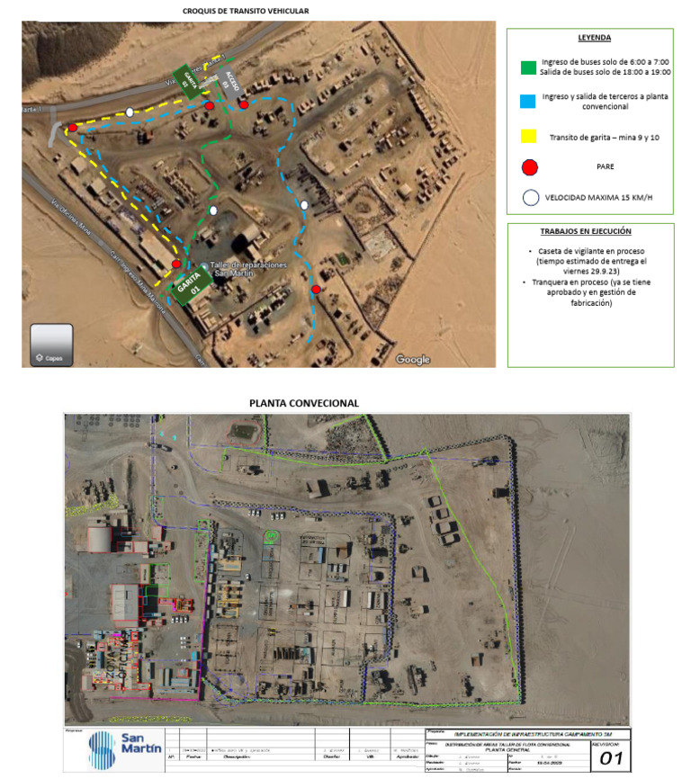 Croquis de acceso vehicular de Garita a planta convencional y mina | PDF