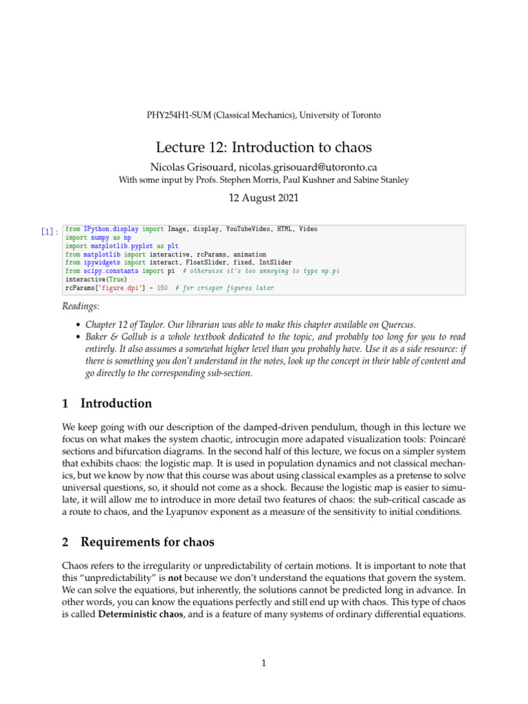 L12 Chaos | PDF | Chaos Theory | Attractor