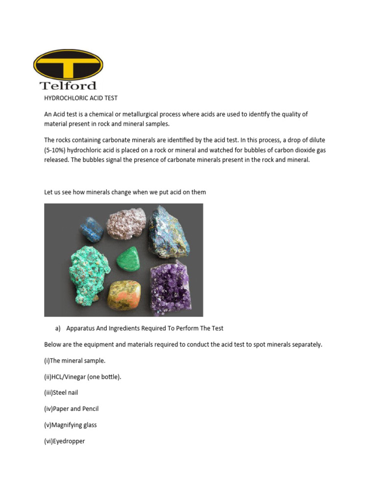 Hydrochloric Acid Test | PDF