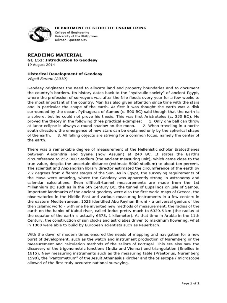 Historical Development of Geodesy | PDF