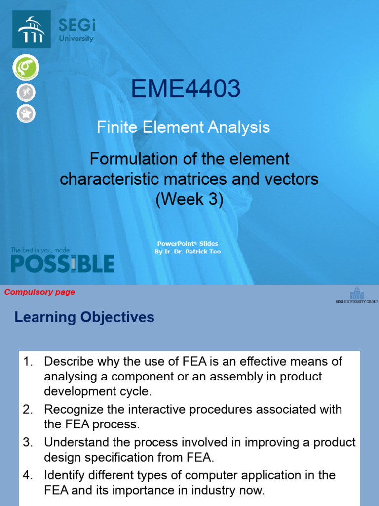 EME4403 Finite Element | PDF | Finite Element Method | Mathematical Objects