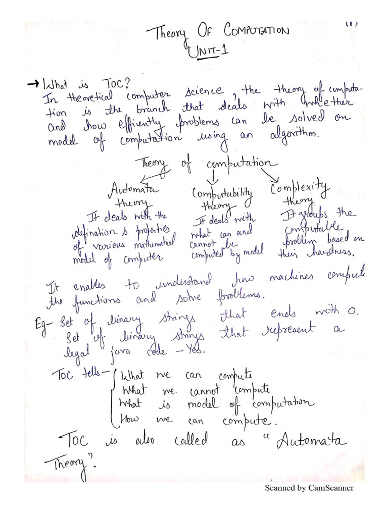 Toc Unit 1 | PDF | Mathematics Of Computing | Models Of Computation