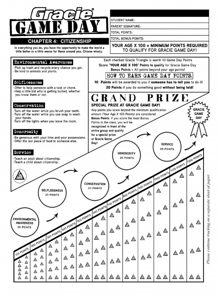 Gracie Game Day Sheet | PDF | Self-Improvement
