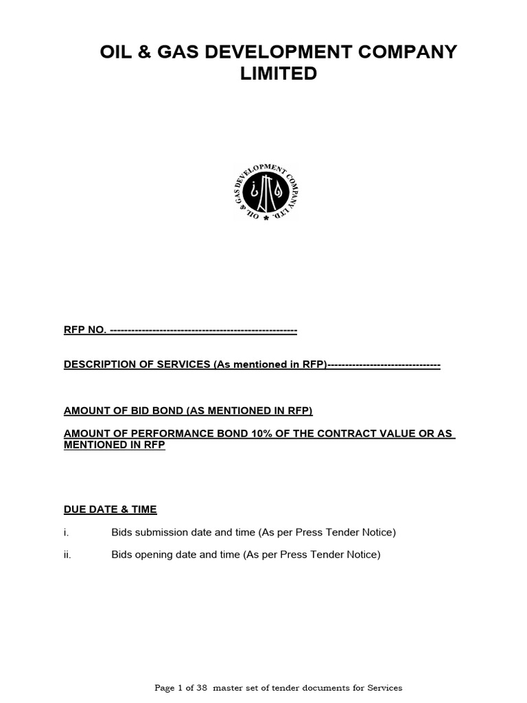 Press Tender Single Stage Single Envelop TENDER DOCUMENT-SERVICES | PDF ...