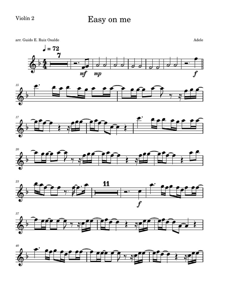 Adele Easy on Me Violin Arrangement | PDF