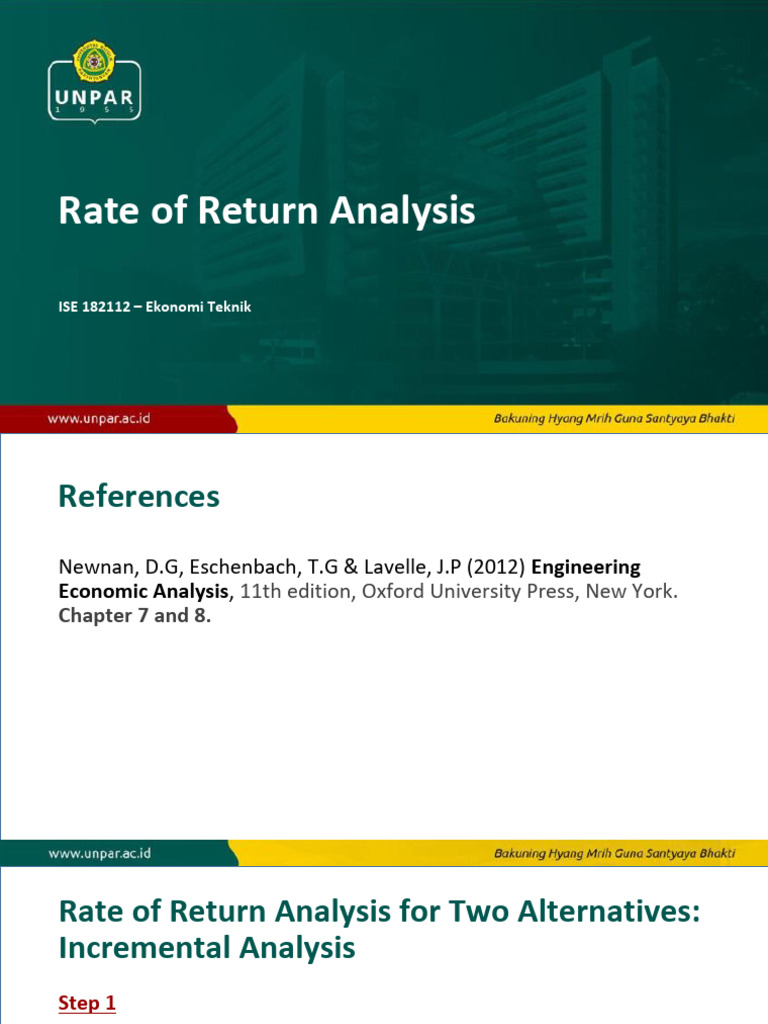 W6. Rate of Return Analysis Part 2 | PDF | Teaching Methods & Materials