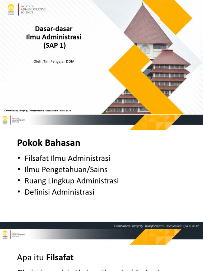 Dasar-Dasar Ilmu Administrasi (Sap1) 2022 | PDF