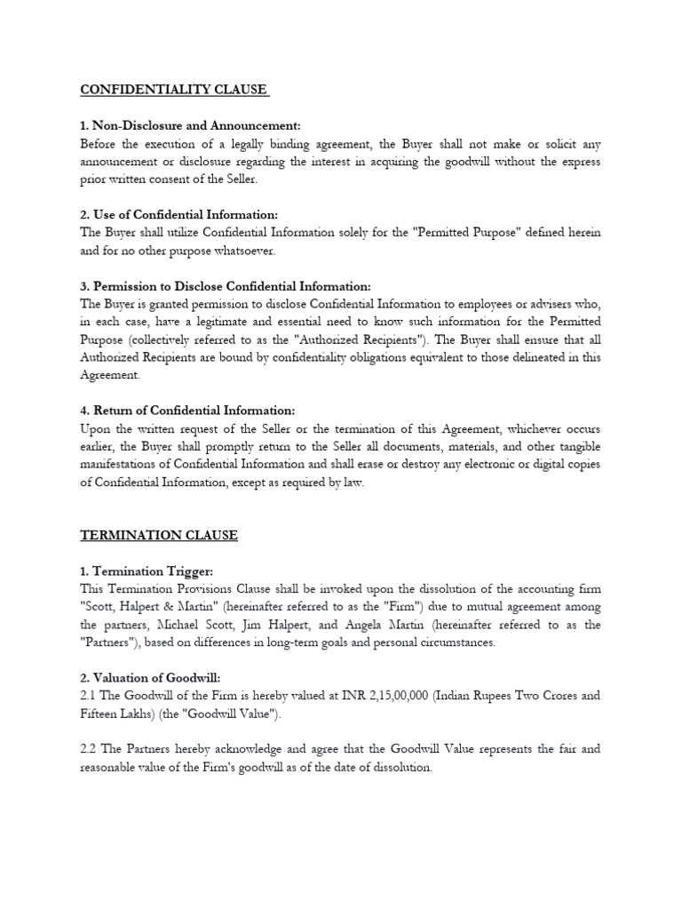 Clause Draft | PDF | Goodwill (Accounting) | Justice