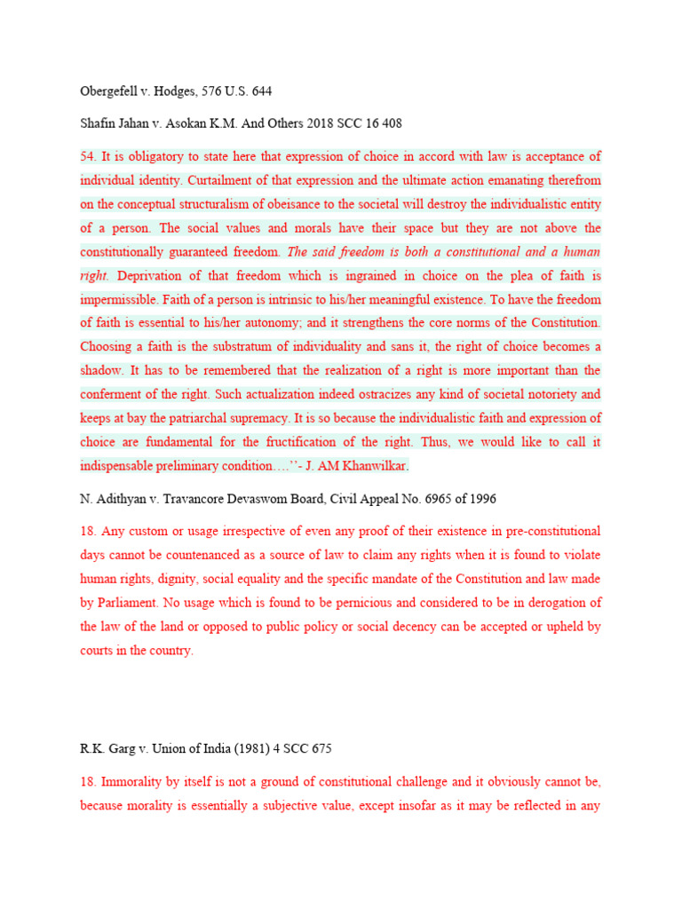 Case Compendium | Download Free PDF | Morality | Rights