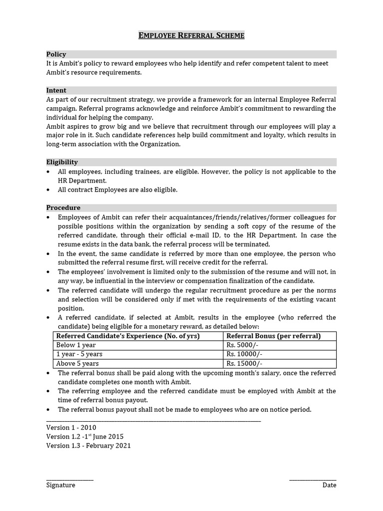 Employee Referral Scheme | PDF | Recruitment | Employment