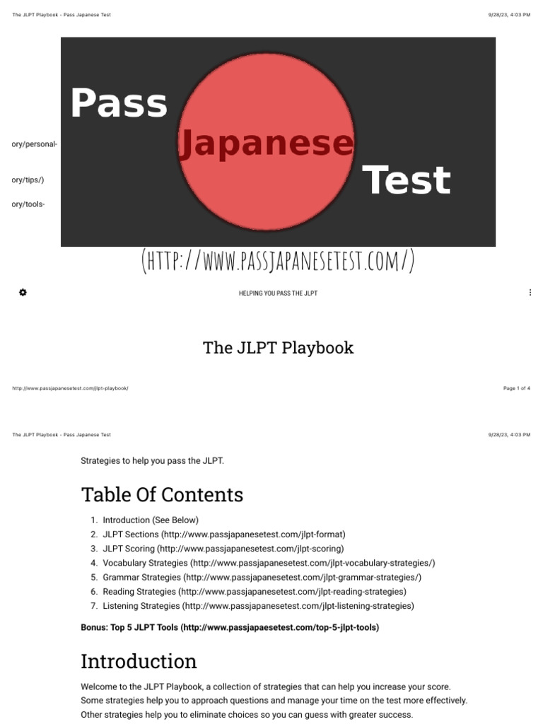 JLPT Playbook: Strategies to Pass | PDF | Cognitive Science | Cognition