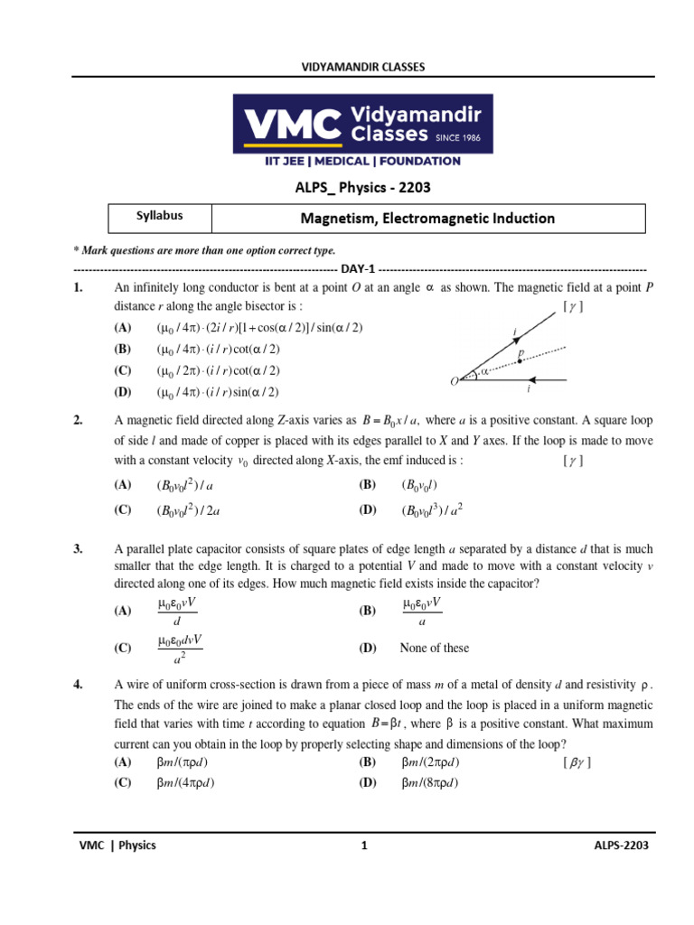 Physics Advanced Level Problem Solving (ALPS-30000) - Paper | PDF | Inductance | Inductor
